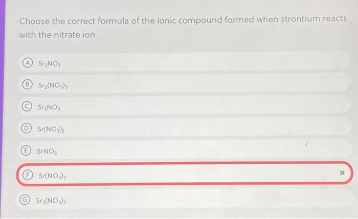 Solved Choose the correct formula of the ionic compound | Chegg.com
