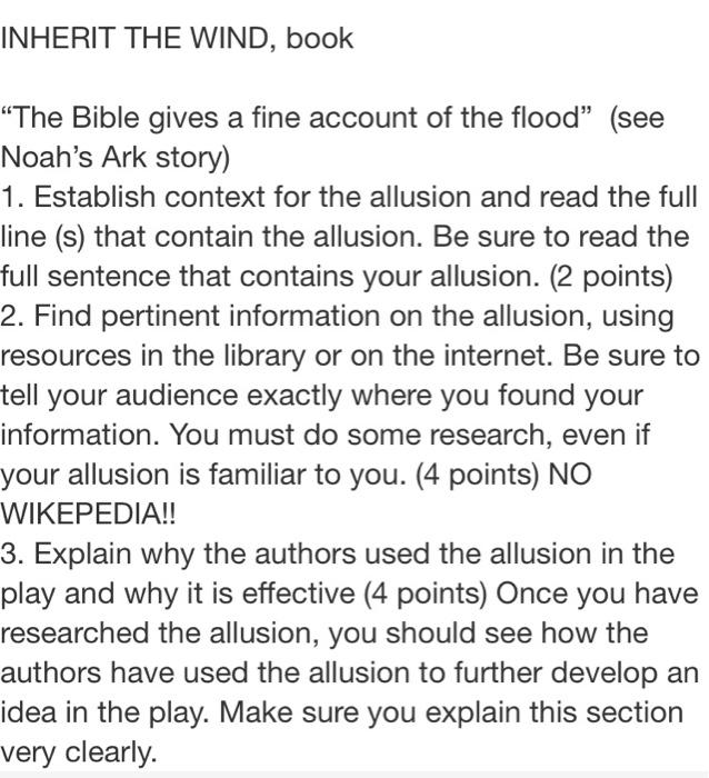 Solved INHERIT THE WIND, book "The Bible gives a fine | Chegg.com