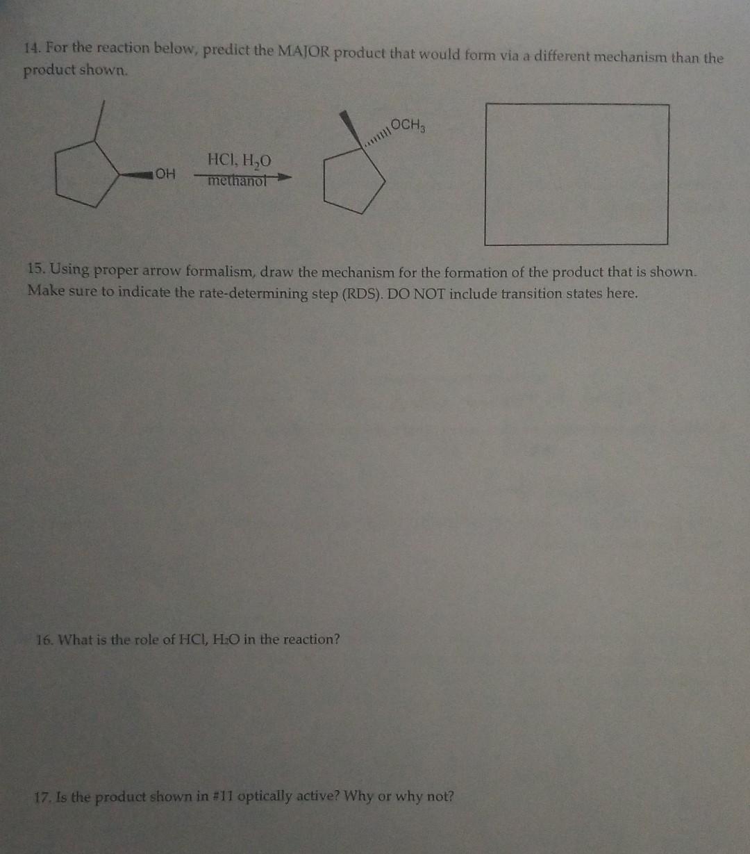 Solved Consider the reaction botow. methanol HCl→ 12. | Chegg.com
