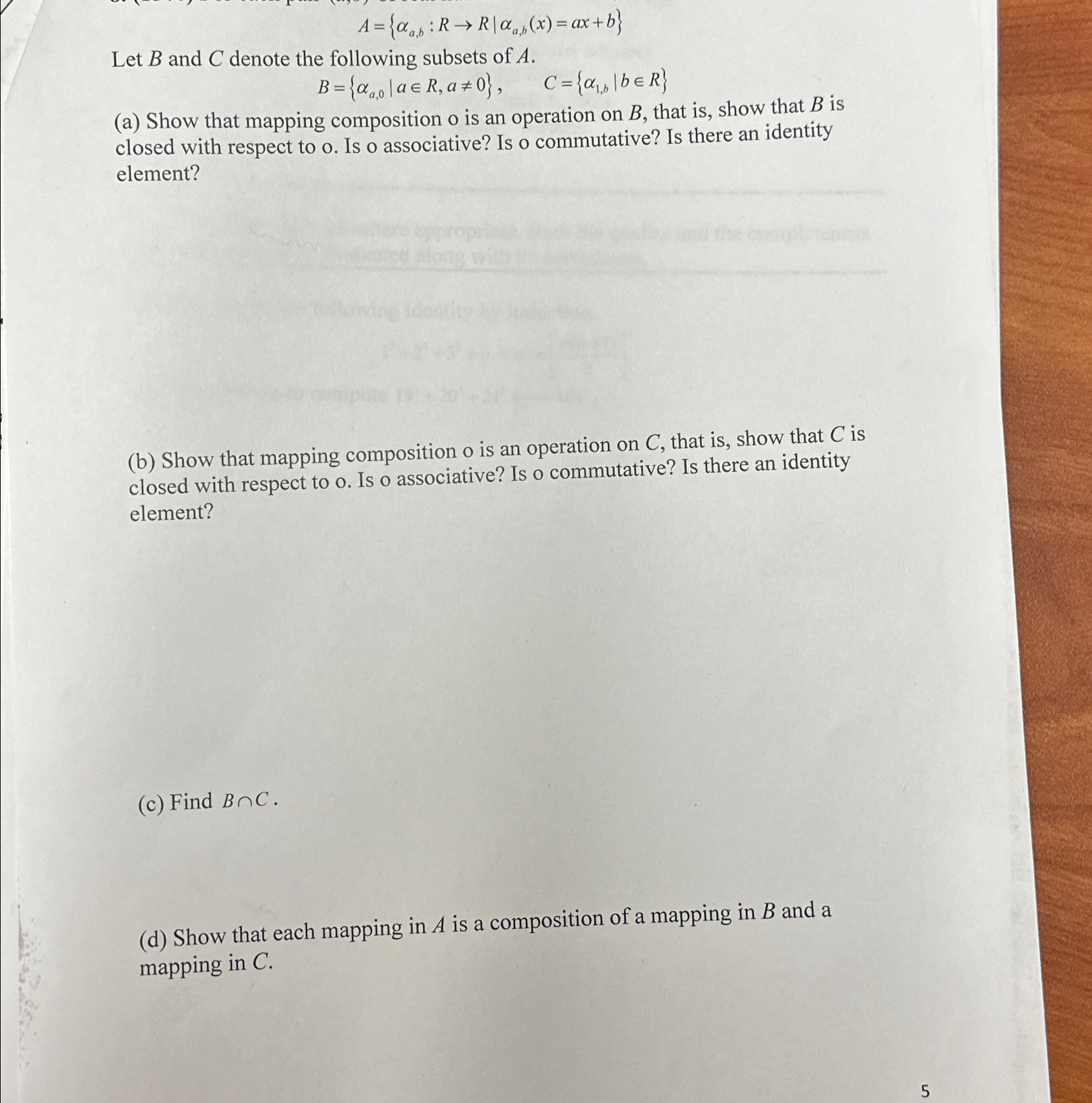 Solved A={αa,b:R→R|αa,b(x)=ax+b}Let B ﻿and C ﻿denote the | Chegg.com