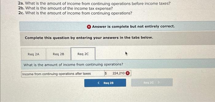 Solved 2a. What is the amount of income from continuing | Chegg.com