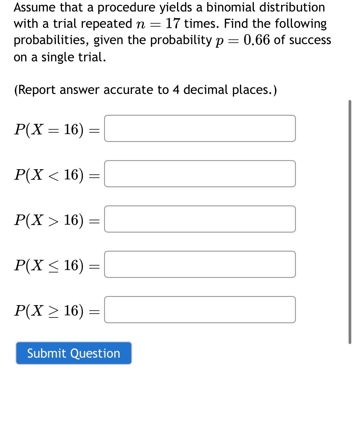Solved Assume that a procedure yields a binomial | Chegg.com
