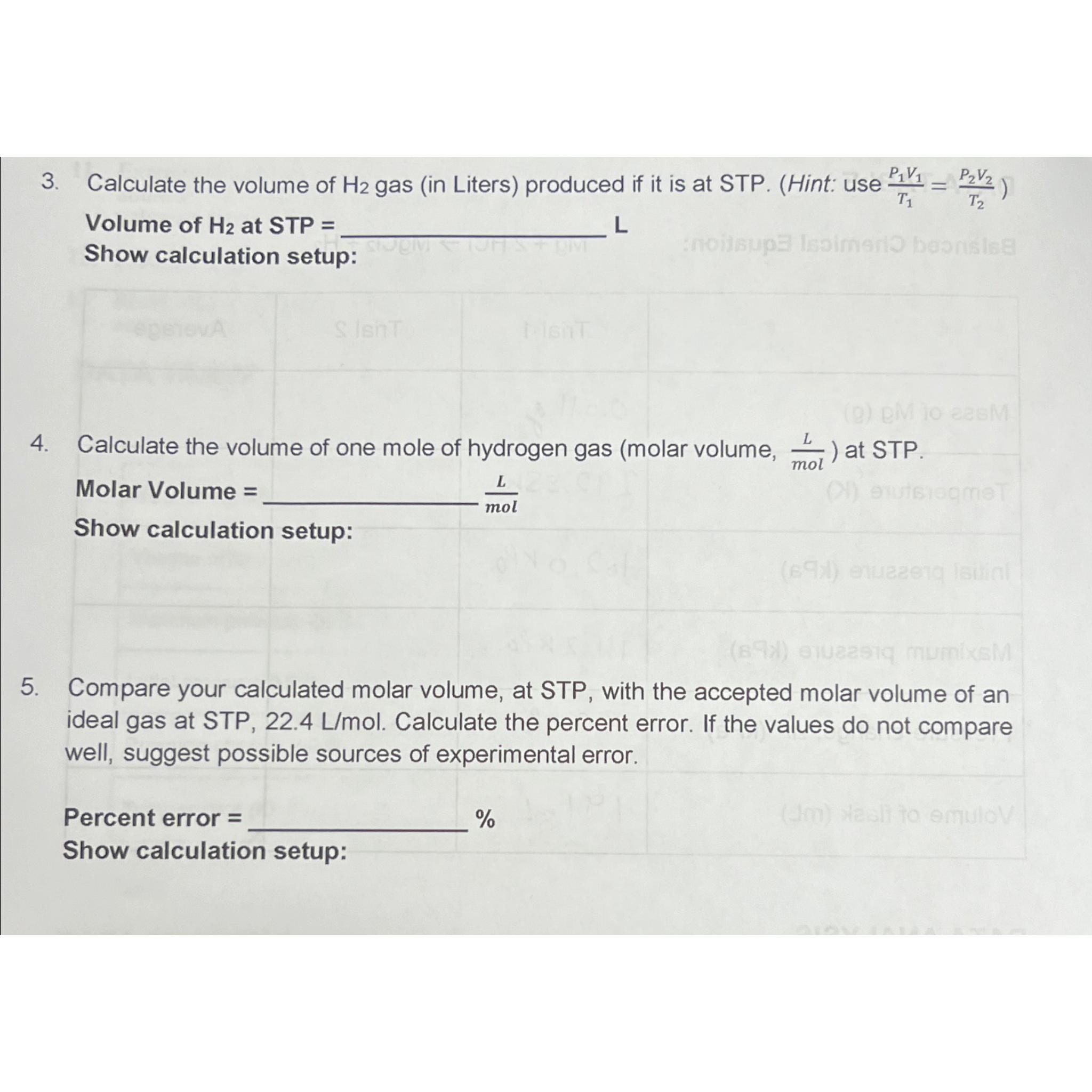 Solved Calculate the volume of H_(2) gas (in Liters) | Chegg.com