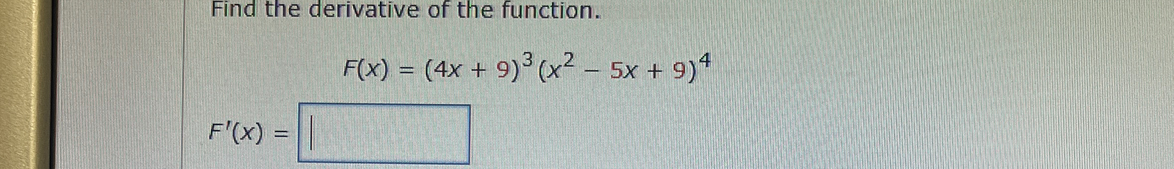 Solved Find the derivative of the | Chegg.com