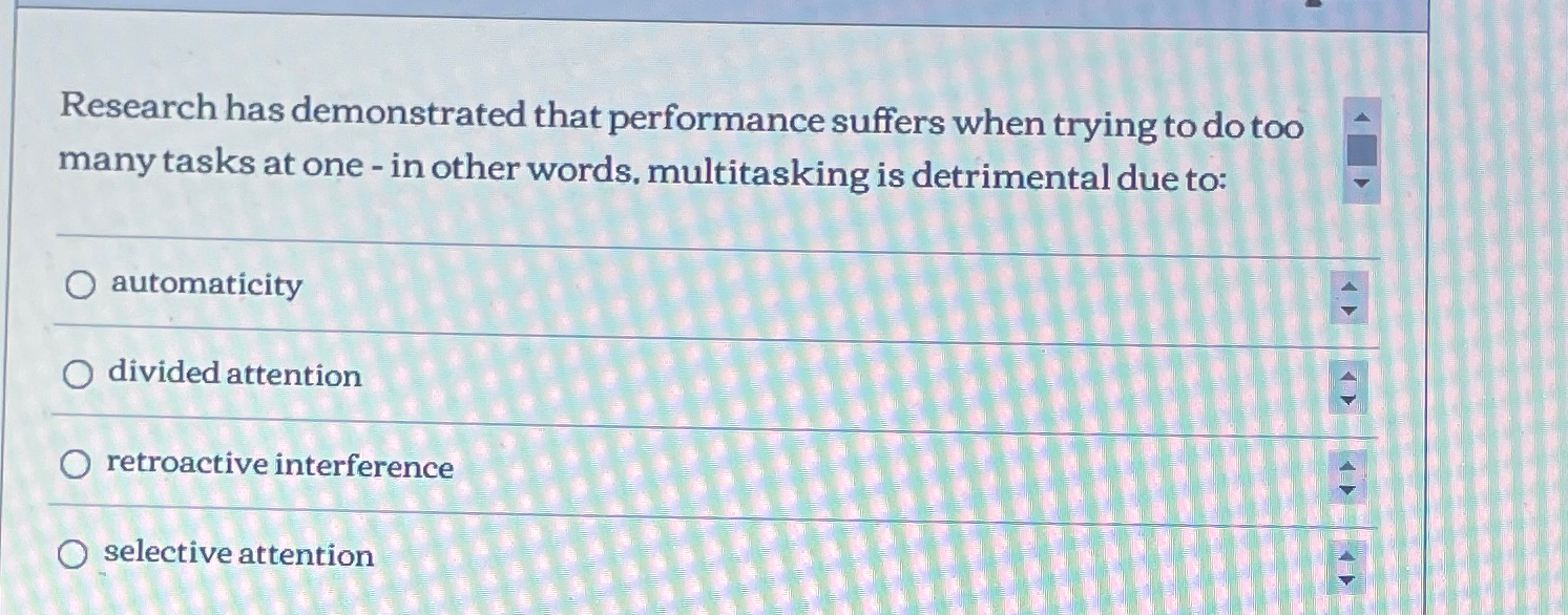 Solved Research has demonstrated that performance suffers | Chegg.com
