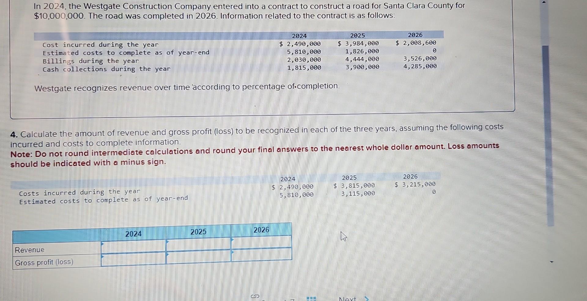 Solved In 2024 , the Westgate Construction Company entered | Chegg.com
