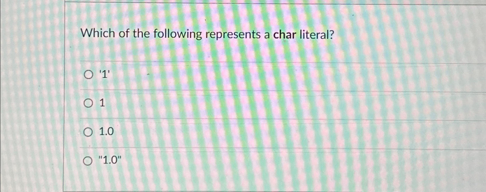 Solved Which of the following represents a char | Chegg.com