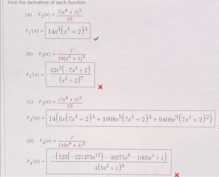 Solved Find the derivative of each function. (a) F1(x) = | Chegg.com