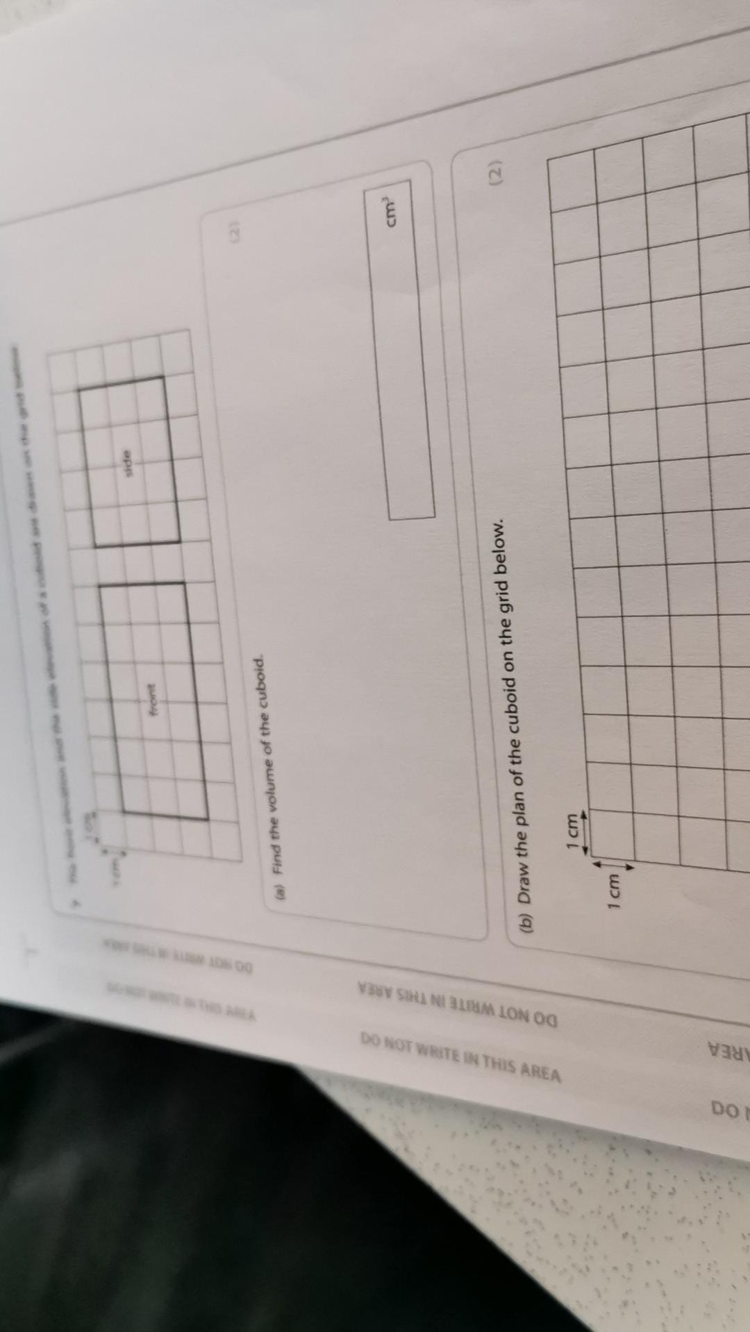 Solved (a) Find the volume of the cuboid. (b) Draw the plan | Chegg.com