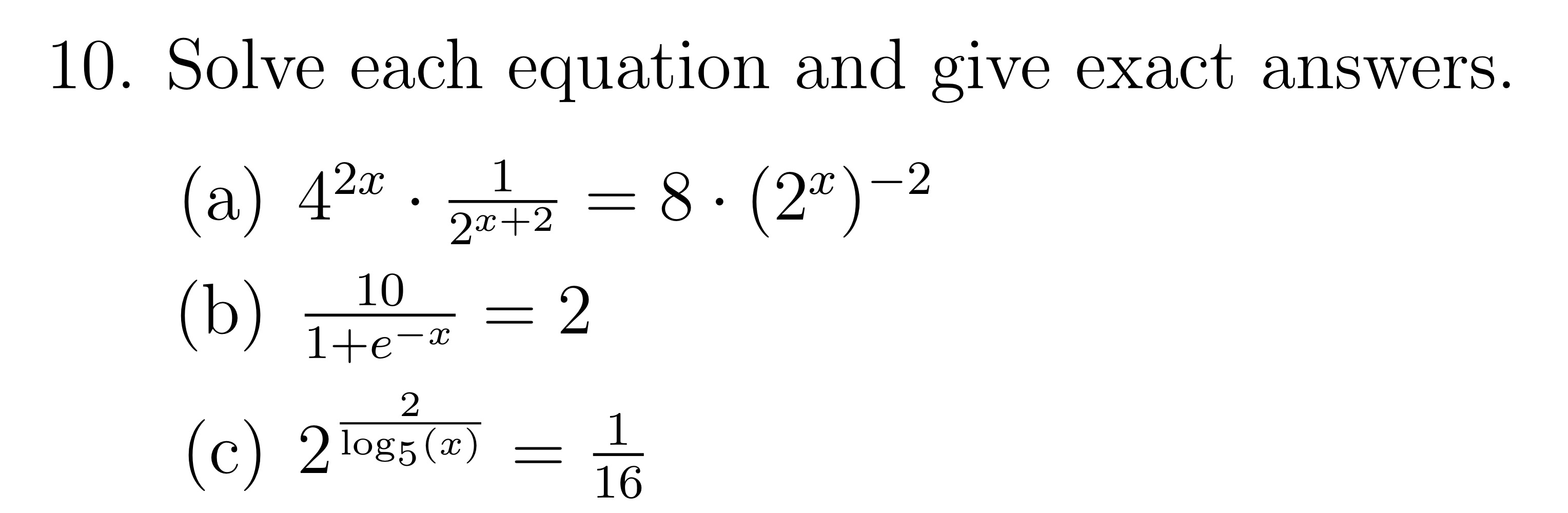 Solved Solve each equation and give exact | Chegg.com