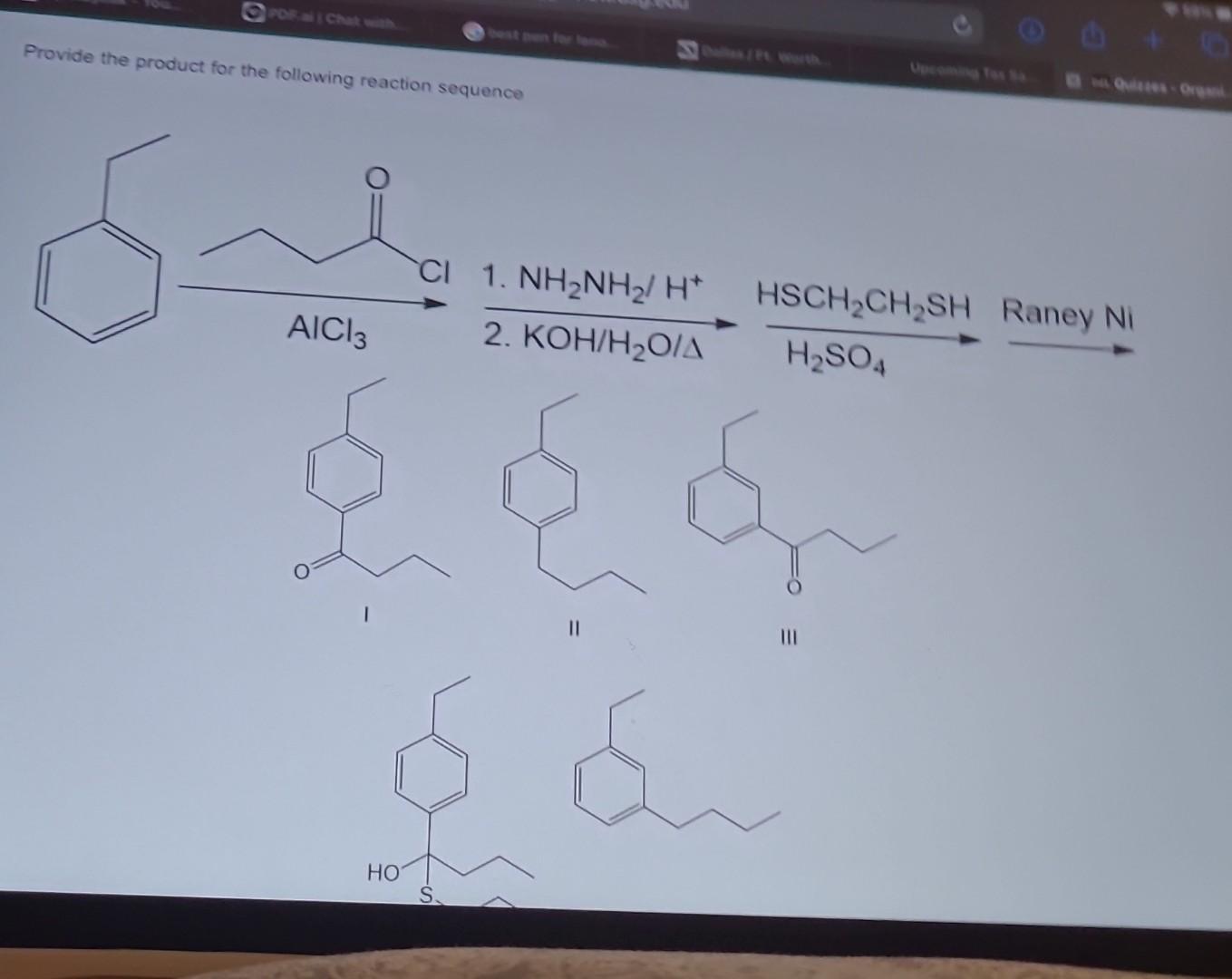 Solved AICI 3 CI 1. NH2NH2/ H* 2. ΚΟΗ/Η2Ο/Δ $ | Chegg.com