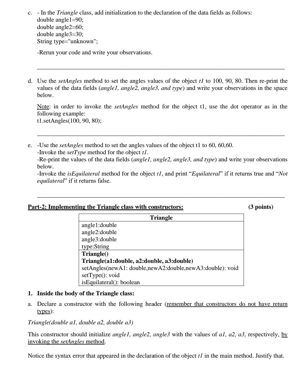 Solved Part-1: Implementing the Triangle class without | Chegg.com