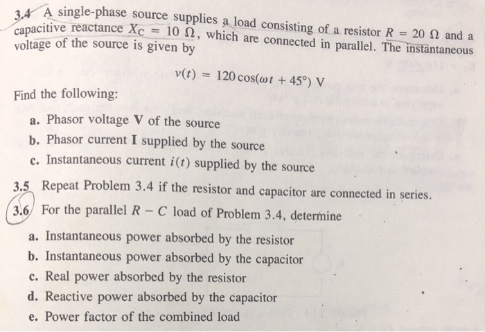 Solved A single-phase source supplies a load consisting of a | Chegg.com