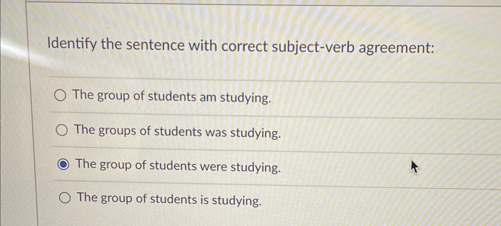 Solved Identify the sentence with correct subject-verb | Chegg.com