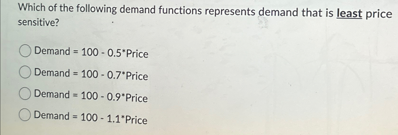 Solved Which of the following demand functions represents | Chegg.com