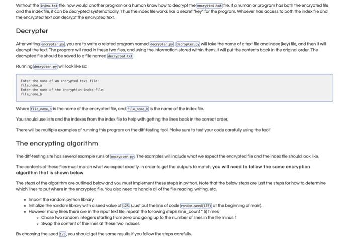 Solved Encrypter / Decrypter This assignment exercises filie | Chegg.com
