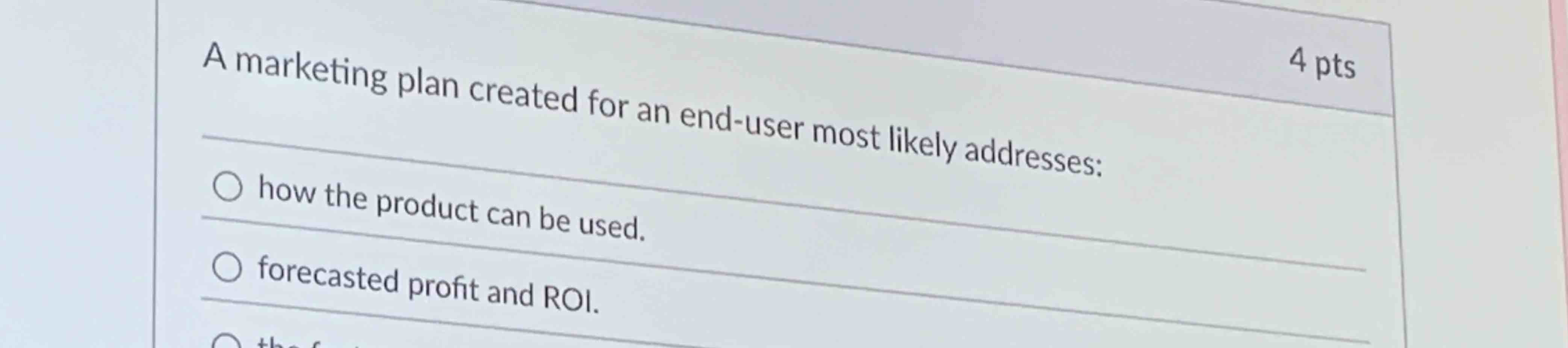 Solved A marketing plan created for an end-user most likely | Chegg.com