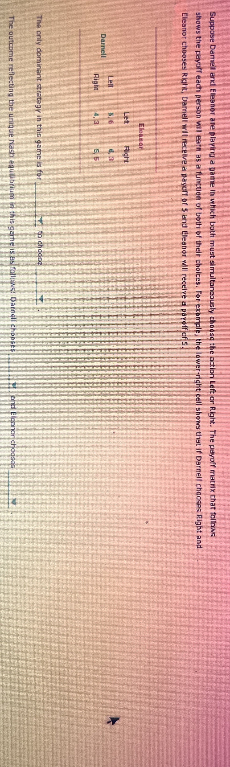 Solved Suppose Damell and Eleanor are playing a game in | Chegg.com