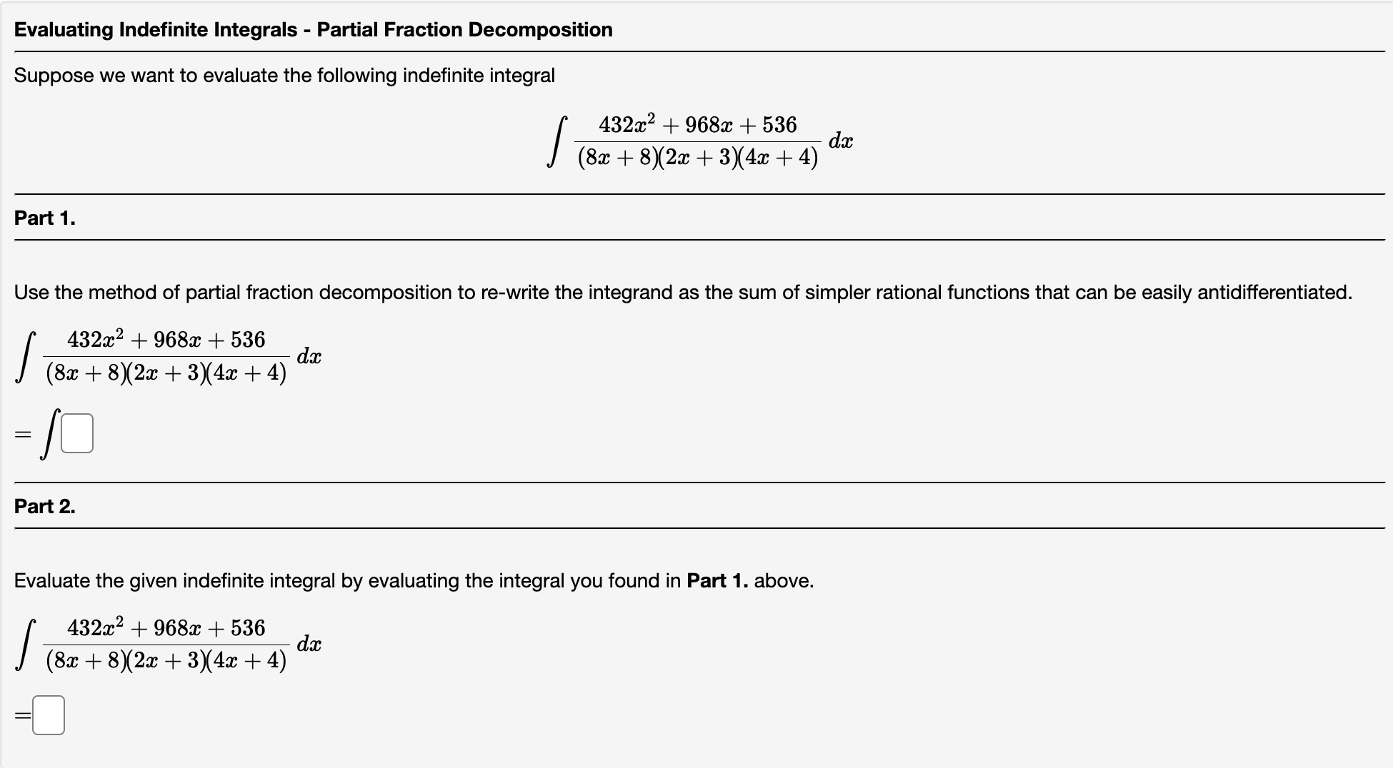 Solved Part 1.Use the method of partial fraction | Chegg.com