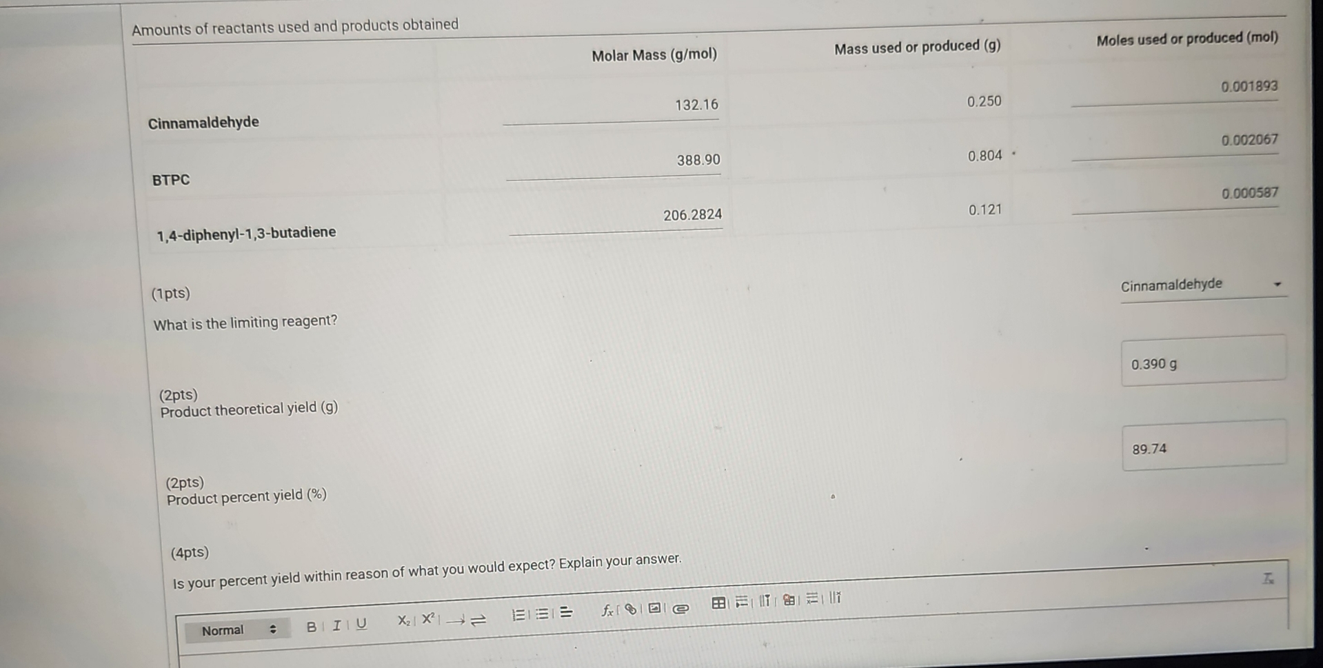 Solved please check my answers for this question. | Chegg.com