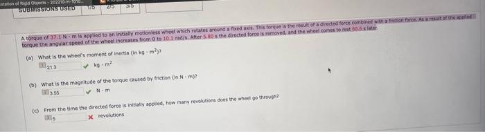 Solved A torque of 37.1 N=m is applied to on initialiy | Chegg.com