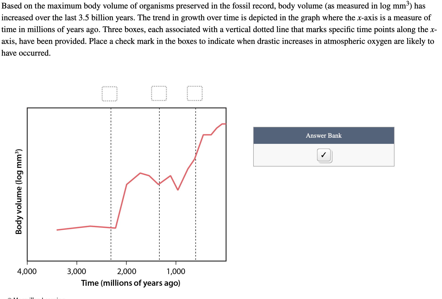 Solved Based on the maximum body volume of organisms | Chegg.com