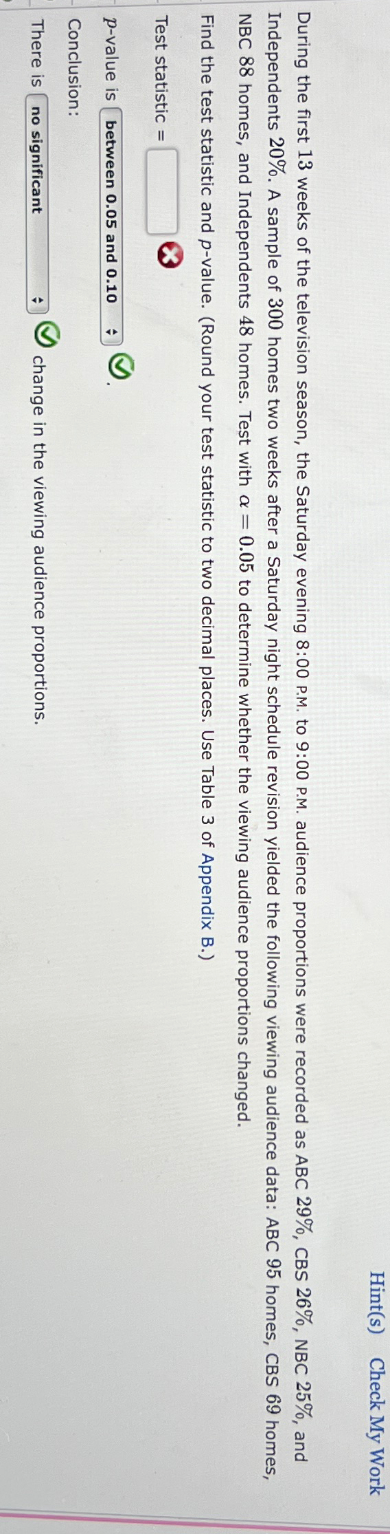 Solved Hint(s) ﻿Check My WorkIndependents 20%. ﻿A sample of | Chegg.com