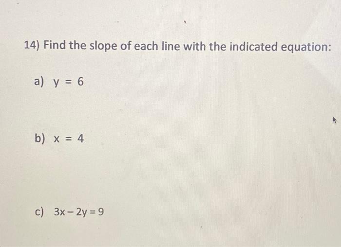 Solved 14) Find the slope of each line with the indicated | Chegg.com
