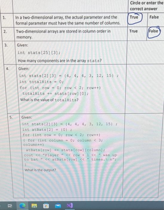 Solved Circle or enter the | Chegg.com