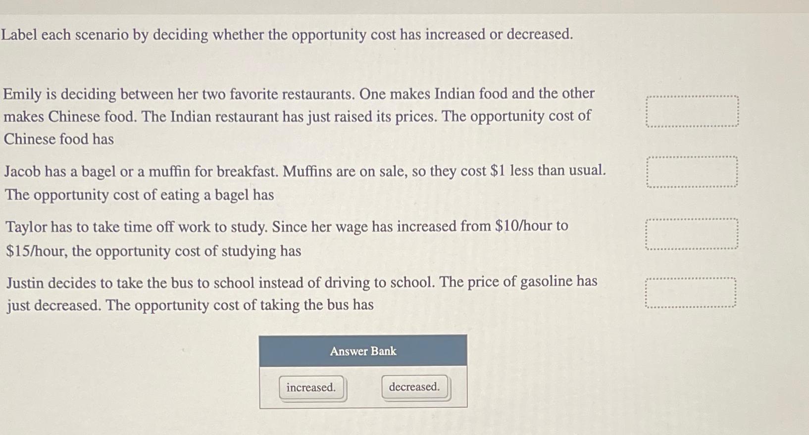 Solved Label each scenario by deciding whether the | Chegg.com