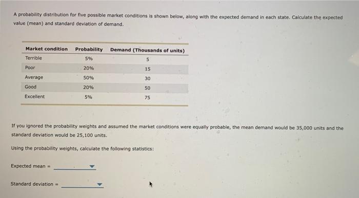 Solved 20. Probability-weighted means and standard | Chegg.com
