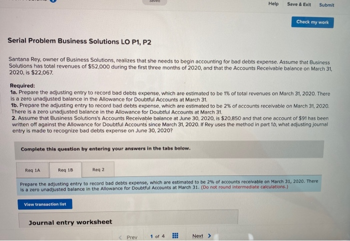 Solved Help Save & Exit Submit Check my work Serial Problem | Chegg.com