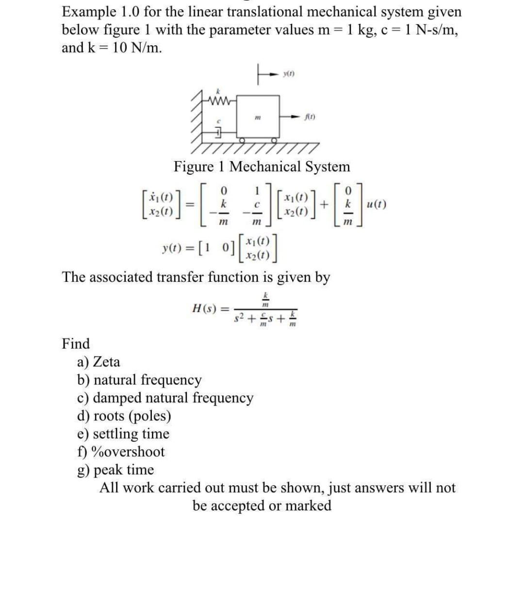 Solved Example 1.0 for the linear translational mechanical | Chegg.com