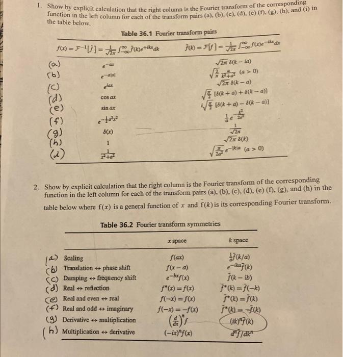 Solved I need help with 1 and 2. 1. find fourier transform | Chegg.com