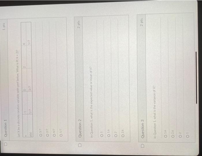 Solved Let X Be A Discrete Random Variable With Pmf Below