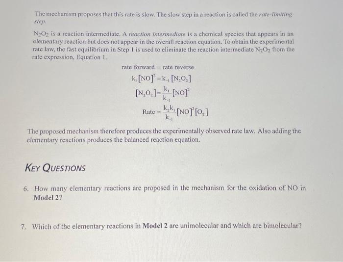 Solved MODEL 2: A Mechanism for the Oxidation of NO A | Chegg.com