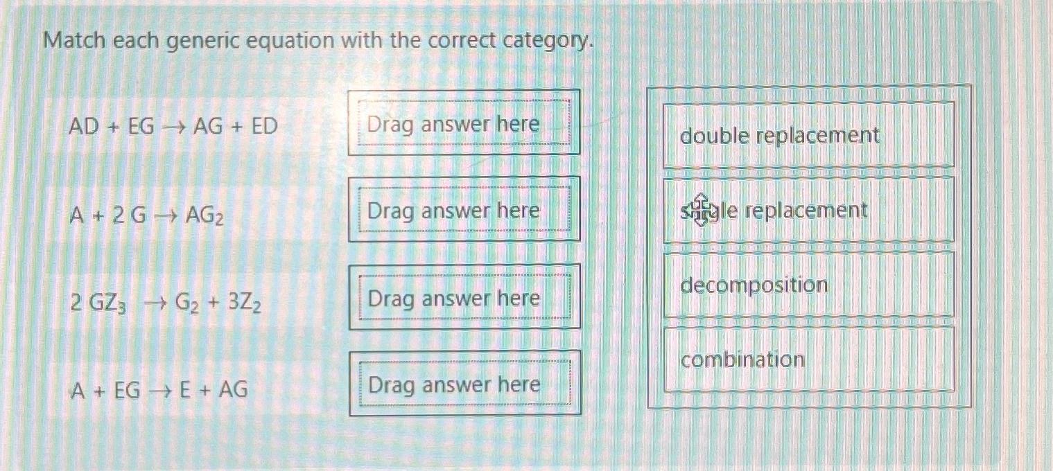 Solved Match Each Generic Equation With The Correct