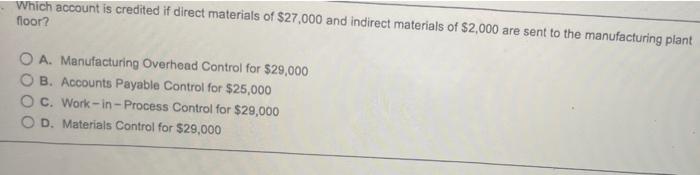 Solved Which account is credited if direct materials of | Chegg.com