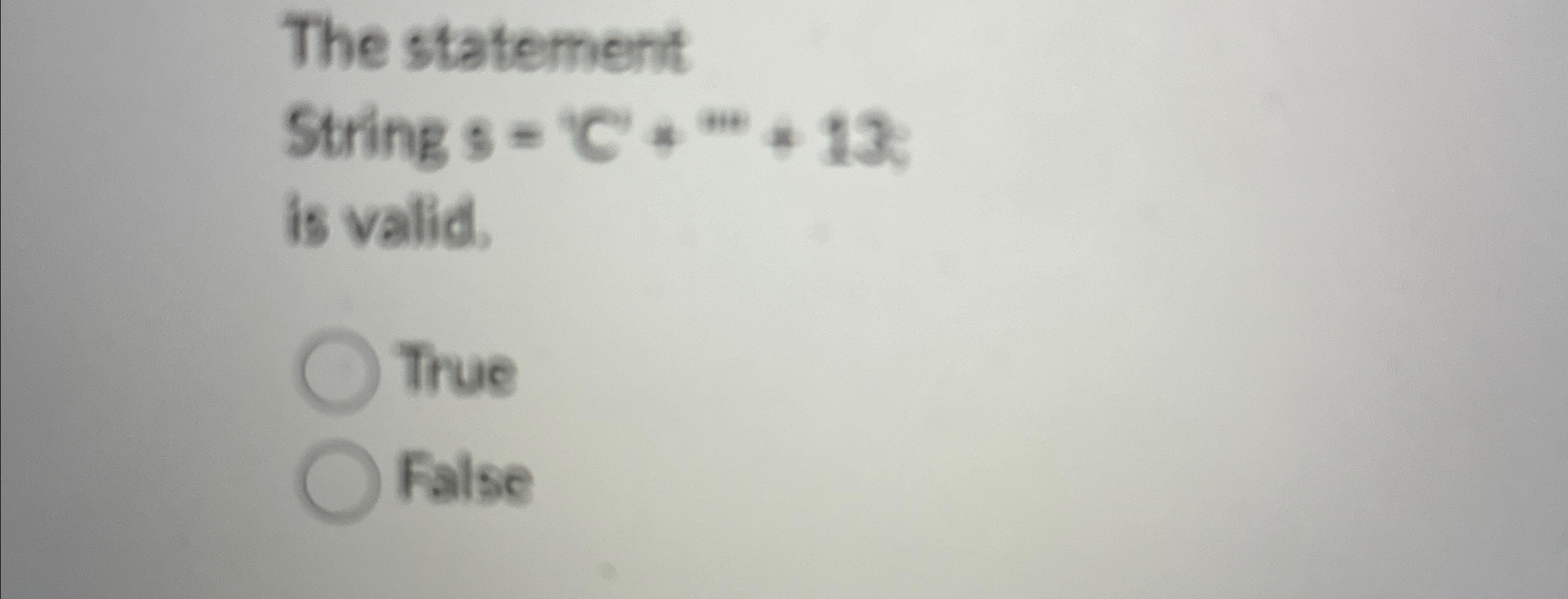 Solved The statementString s=?'C+cdots+13.is valid.TrueFalse | Chegg.com