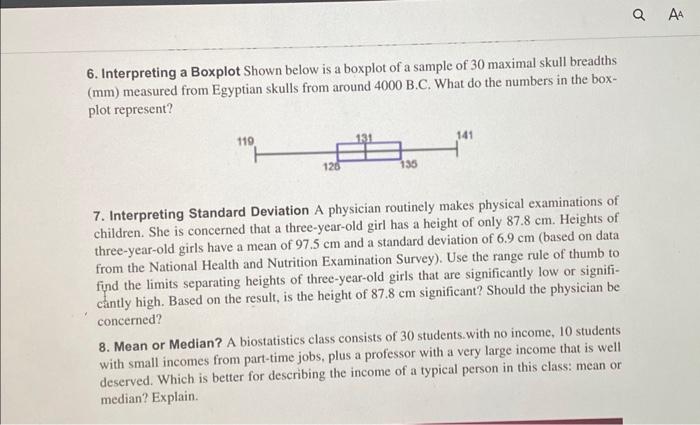 Solved 6. Interpreting a Boxplot Shown below is a boxplot of | Chegg.com