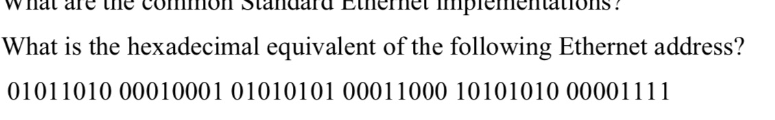 What is the hexadecimal equivalent of the following | Chegg.com