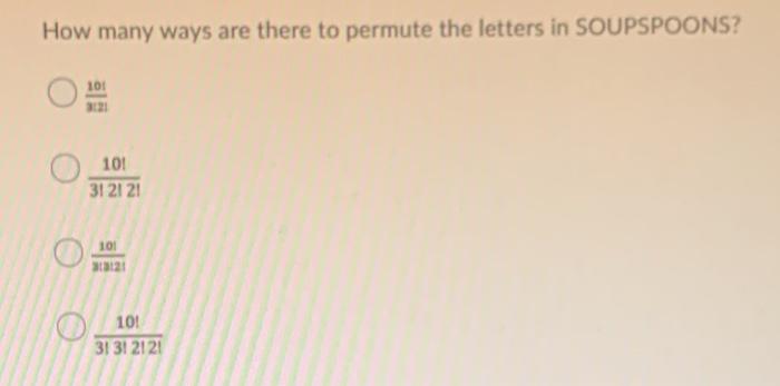 Solved How many ways are there to permute the letters in | Chegg.com