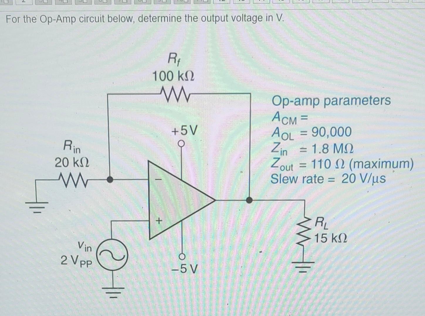 Solved For the Op-Amp circuit below, determine the output | Chegg.com