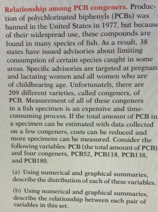 Solved Relationship among PCB congeners. Production of | Chegg.com