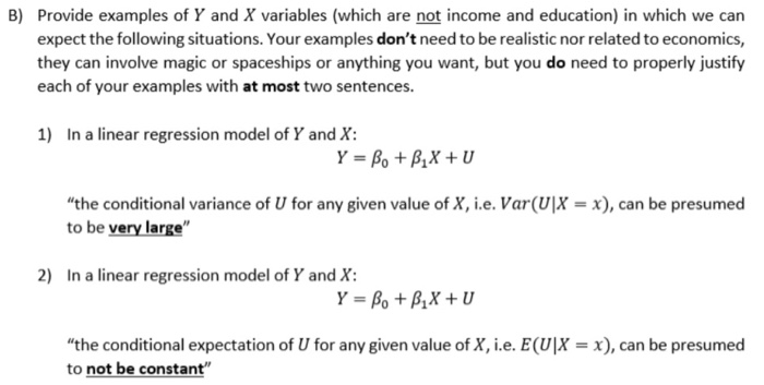 Solved B) Provide examples of Y and X variables (which are | Chegg.com