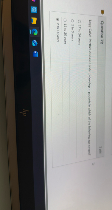 Solved Question 72Legg-Calve-Perthes disease tends to | Chegg.com