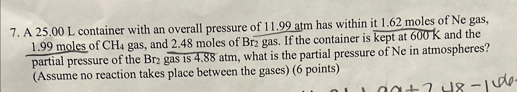 Solved A 25.00L ﻿container with an overall pressure of | Chegg.com