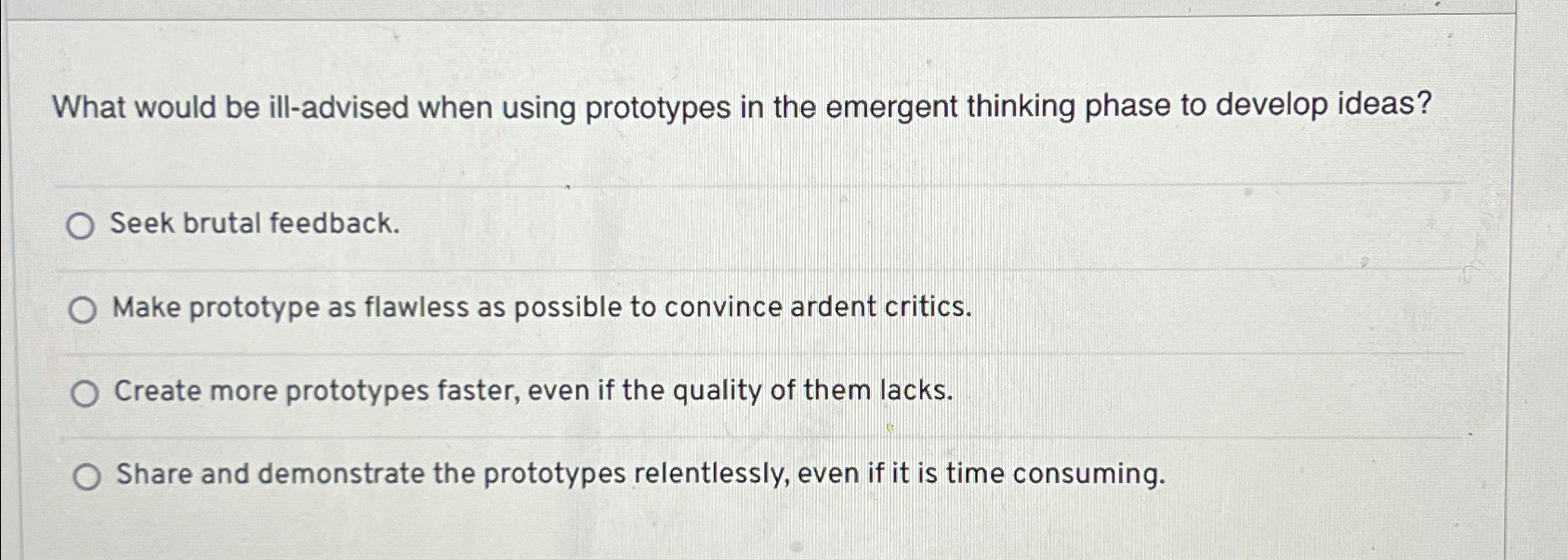 Solved What would be ill-advised when using prototypes in | Chegg.com
