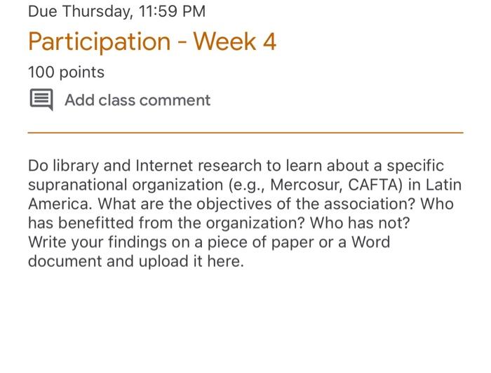 Solved Due Thursday, 11:59 PM Participation - Week 4 100 | Chegg.com Solved Due Thursday, 11:59 PM Participation - Week 4 100 | Chegg.com