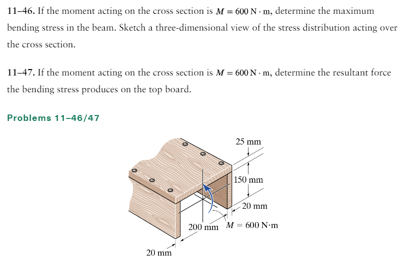Solved ( ﻿only 11-46) 11-46. ﻿If the moment acting on the | Chegg.com
